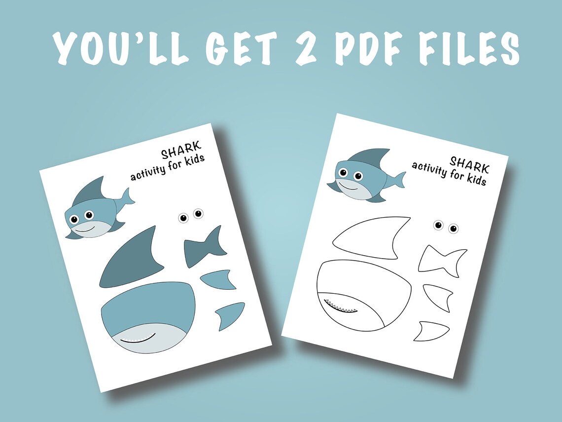 Shark Printable Craft, Indoor Preschool Activity, Kids Cut and Glue ...