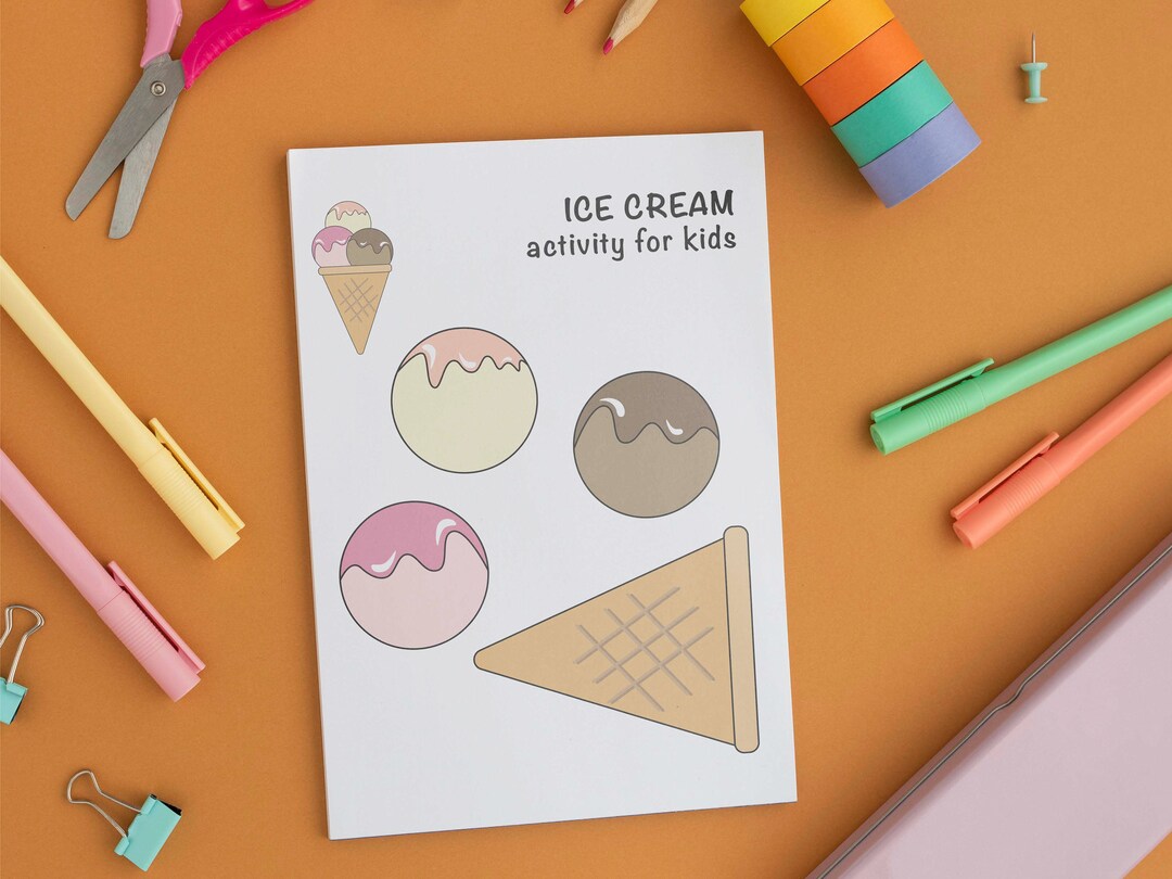 Ice Cream Printable Craft, Indoor Preschool Activity, Kids Cut and Glue ...