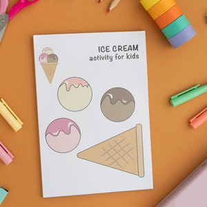 Ice Cream Printable Craft, Indoor Preschool Activity, Kids Cut and Glue ...