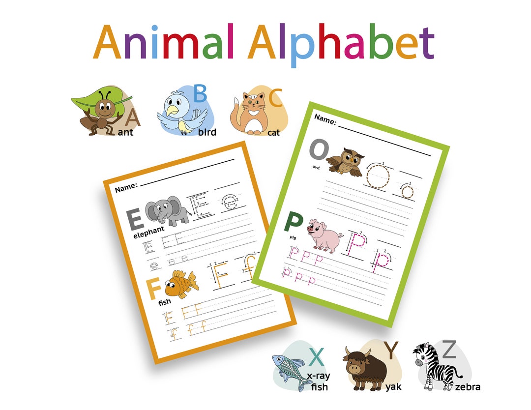 ANIMAL ALPHABET TRACING Worksheets | Alphabet Activities | Printable ...