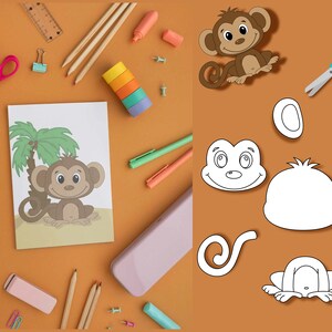 Monkey Printable Craft, Indoor Preschool Activity, Kids Cut and Glue ...