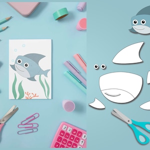 Shark Printable Craft, Indoor Preschool Activity, Kids Cut and Glue ...