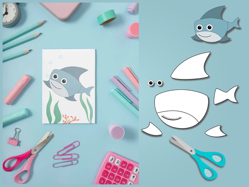 Shark Printable Craft, Indoor Preschool Activity, Kids Cut and Glue ...