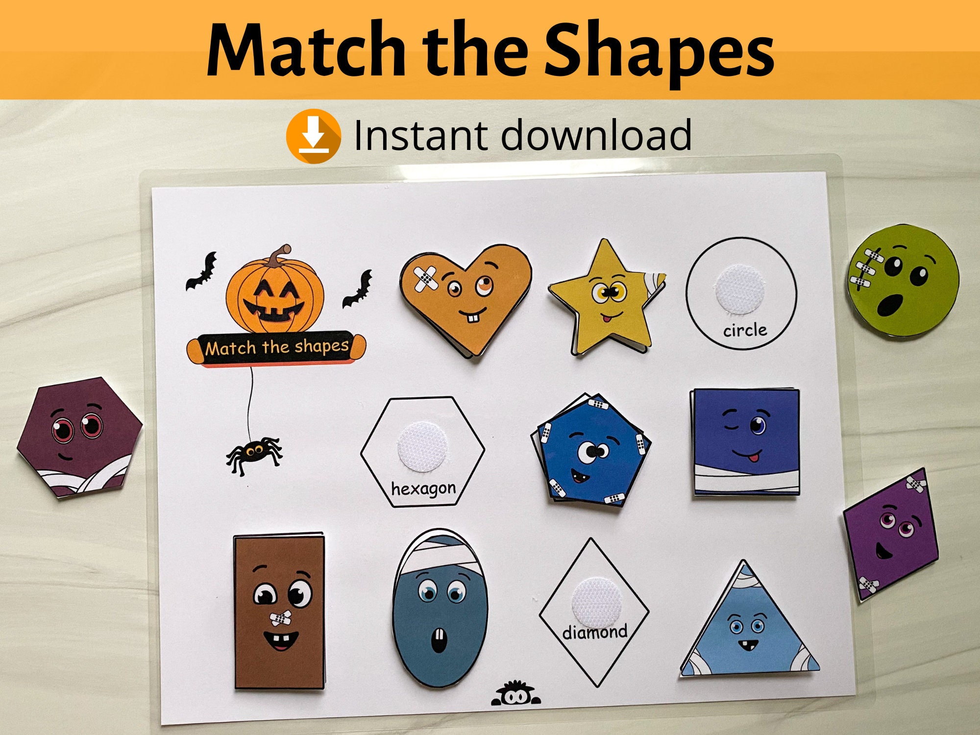 Halloween Match the Shapes Game for Toddlers and Preschoolers ...