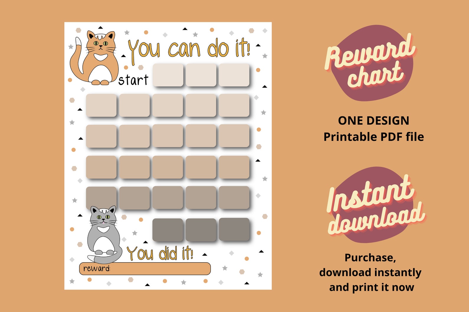 Cat Reward Chart for Kids Printable Reward Chart Cute Toddler Reward ...