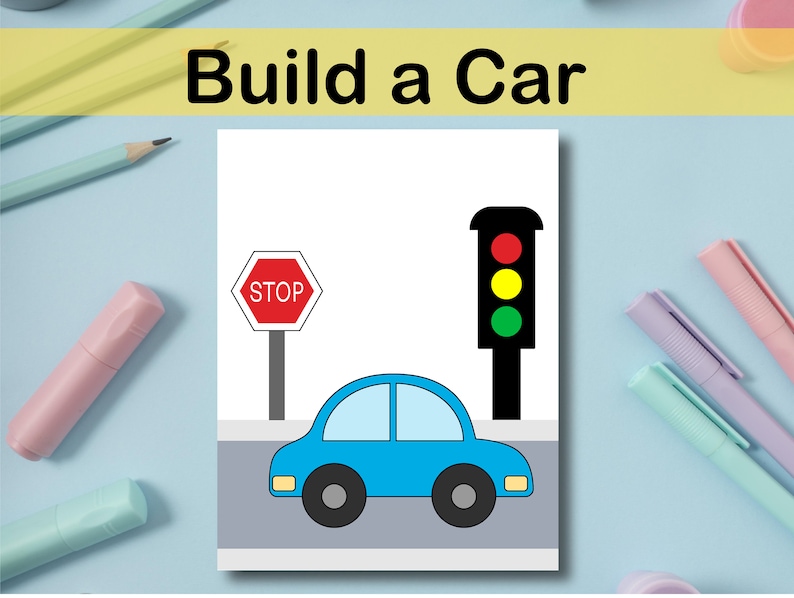 Build a Car Printable Craft, Indoor Preschool Activity, Kids Cut and ...