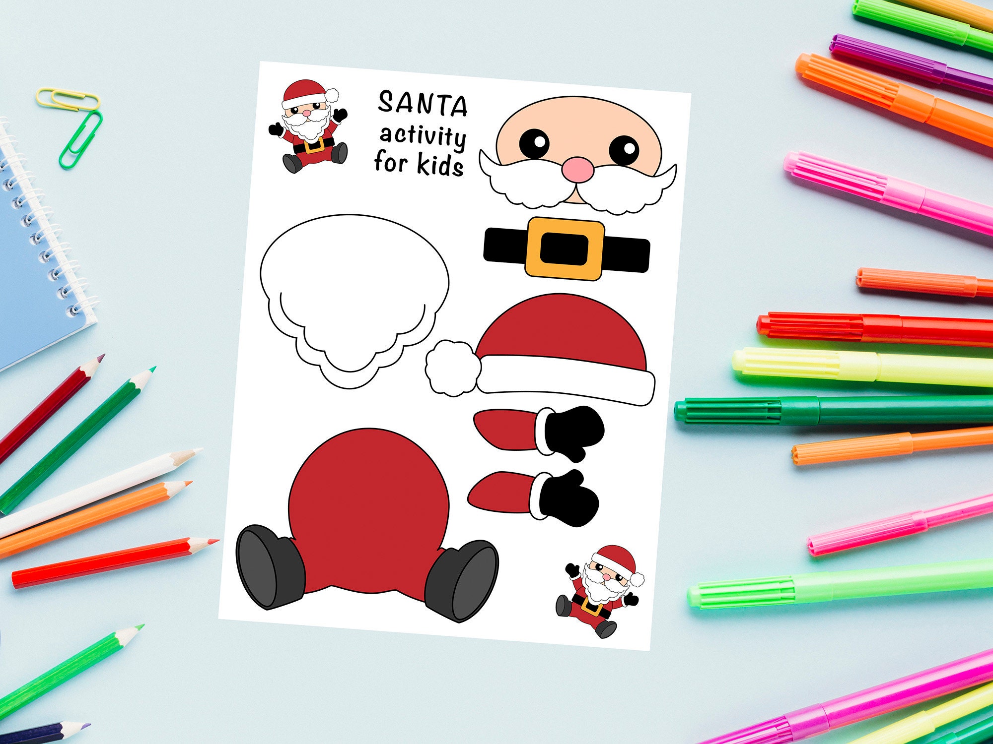 Santa Claus Printable Craft, Christmas Activity, Kids Cut and Glue ...