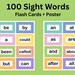 100 Sight Words Flash Cards + Banner, High Frequency Words, Learn to ...