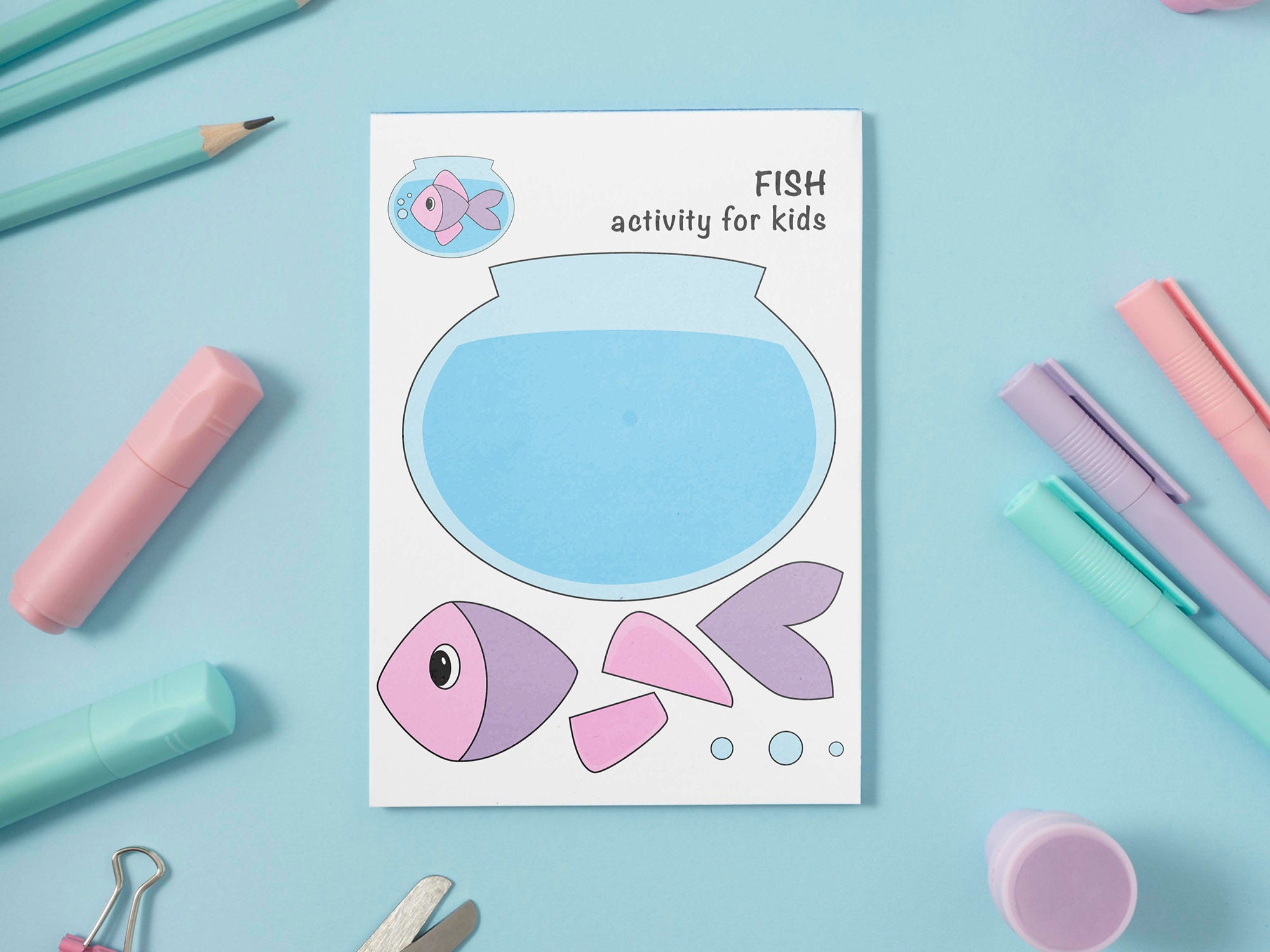 Fish Printable Craft, Indoor Preschool Activity, Kids Cut and Glue ...