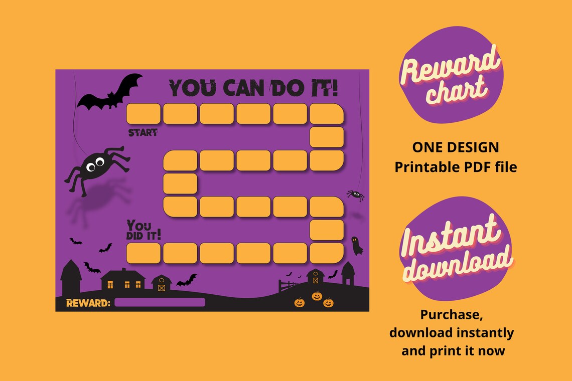 Halloween Reward Chart for Kids Printable - Daily Chore Chart - Fun ...
