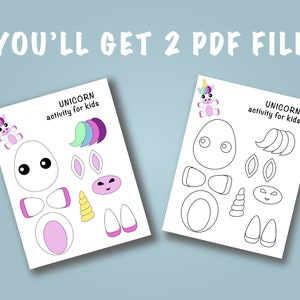 Unicorn Printable Craft, Indoor Preschool Activity, Kids Cut and Glue ...