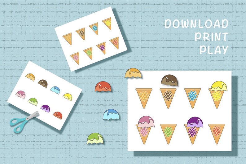 Ice Cream Color Matching Game, Color Activity, Educational Activity ...