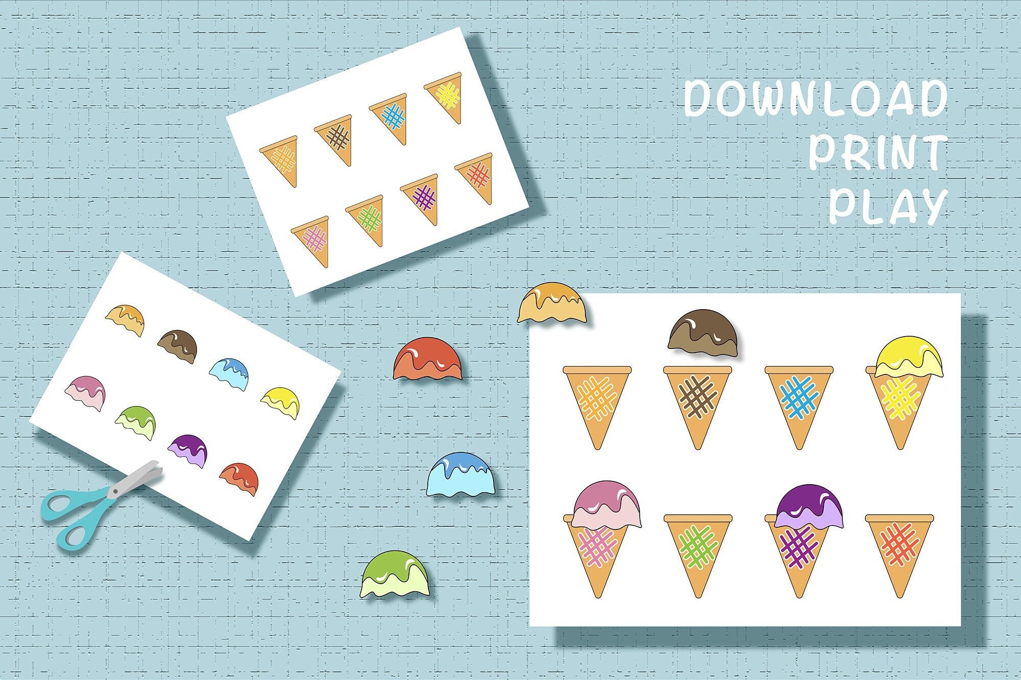 Ice Cream Color Matching Game, Color Activity, Educational Activity ...