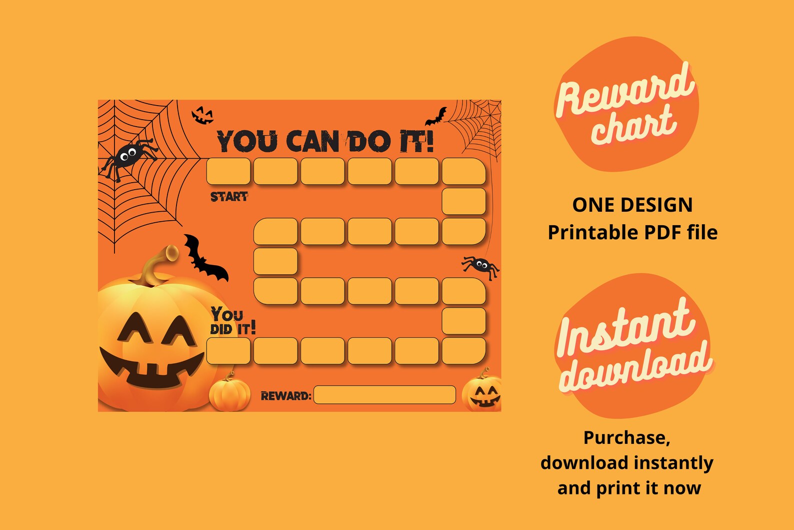 Halloween Reward Chart for Kids Printable Daily Chore Chart - Etsy