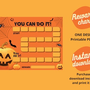 Halloween Reward Chart for Kids Printable - Daily Chore Chart - Fun ...