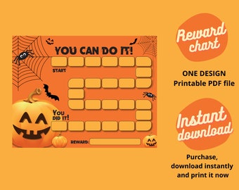 Halloween Reward Chart Printable Daily Chore Chart Kids - Etsy