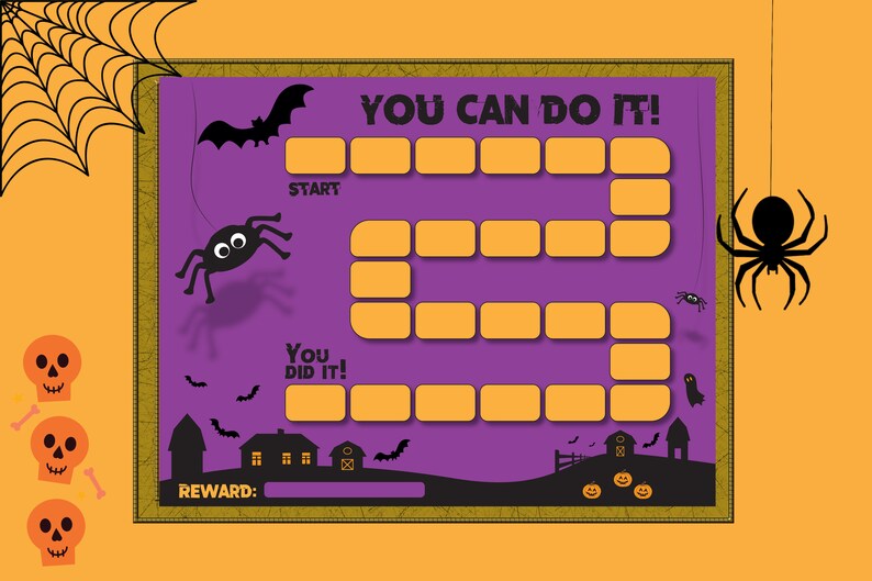 Halloween Reward Chart for Kids Printable - Daily Chore Chart - Fun ...
