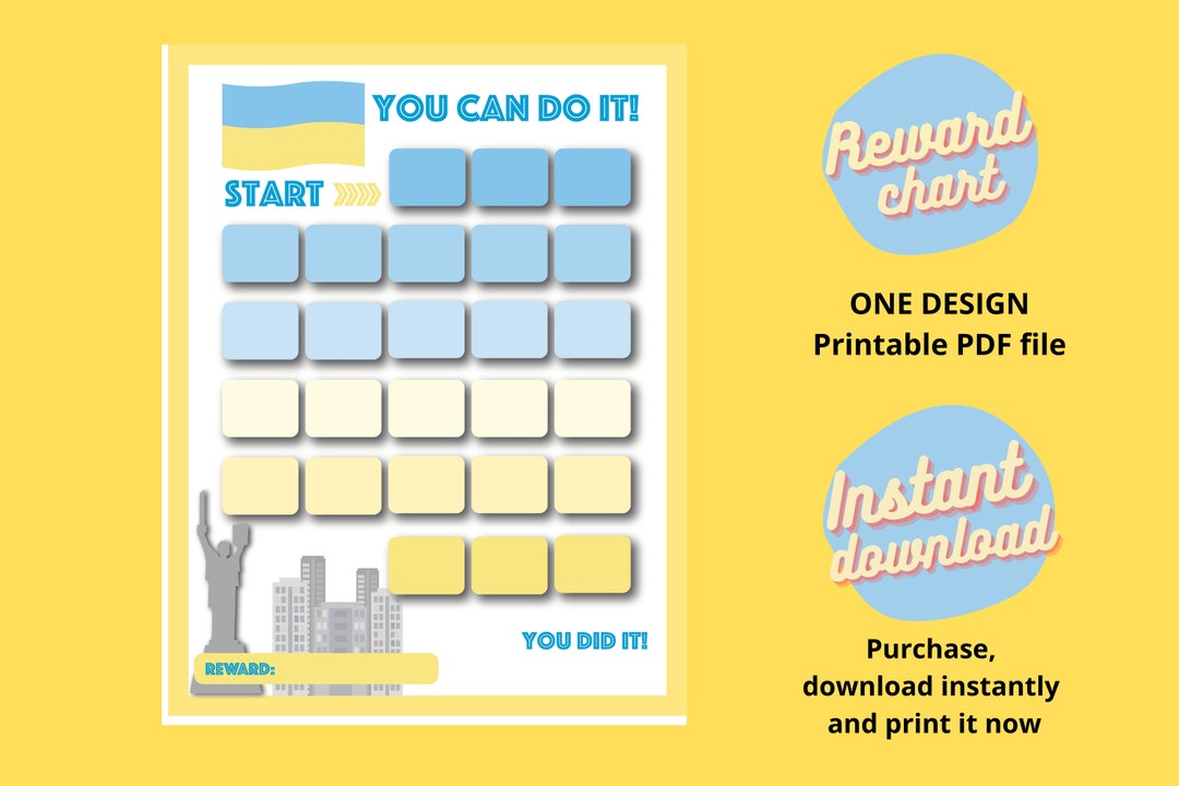 Support Ukraine Reward Chart for Kids Printable - Daily Chore Chart ...