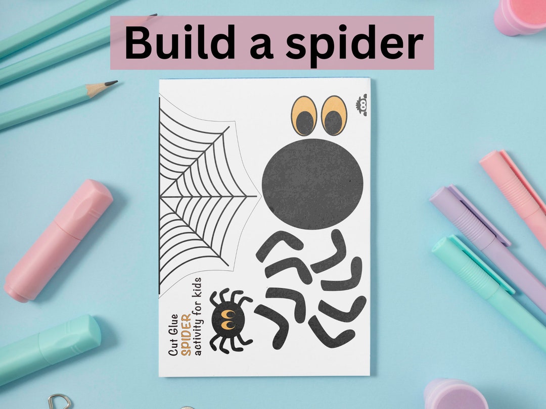Spider Printable Craft, Halloween Craft, Preschool Activity, Kids Cut ...
