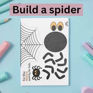 Spider Printable Craft, Halloween Craft, Preschool Activity, Kids Cut ...