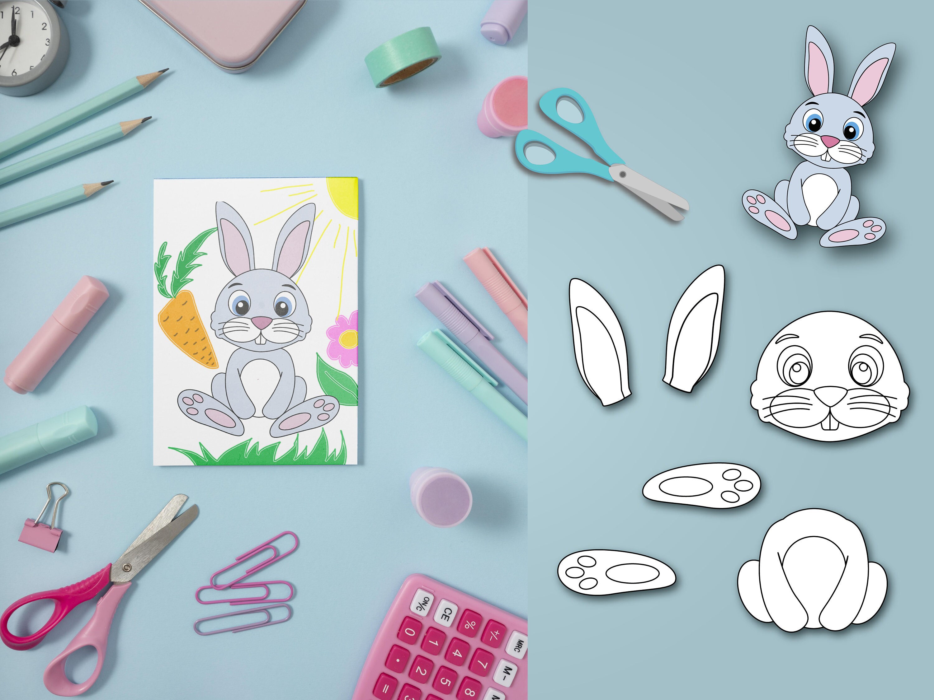 Easter Bunny Printable Craft, Preschool Activity, Kids Cut and Glue ...