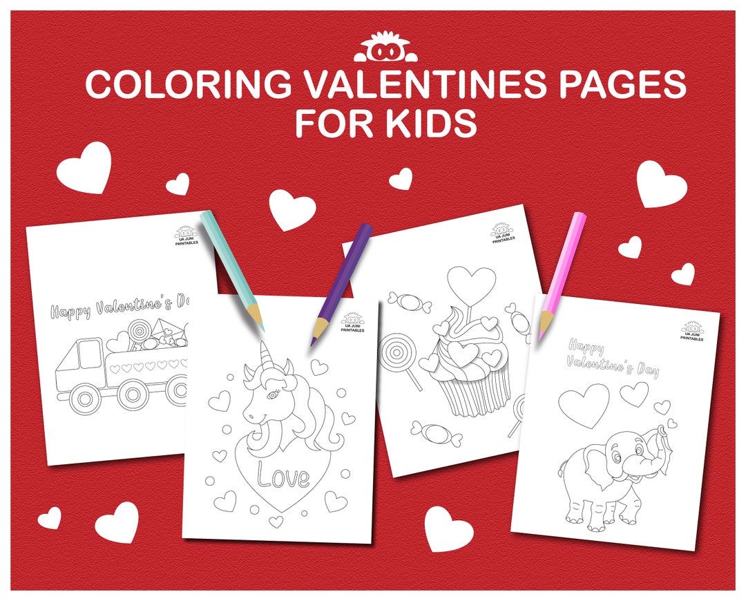 20 Valentine's Day Coloring Pages for Kids - Adorable Digital Download ...