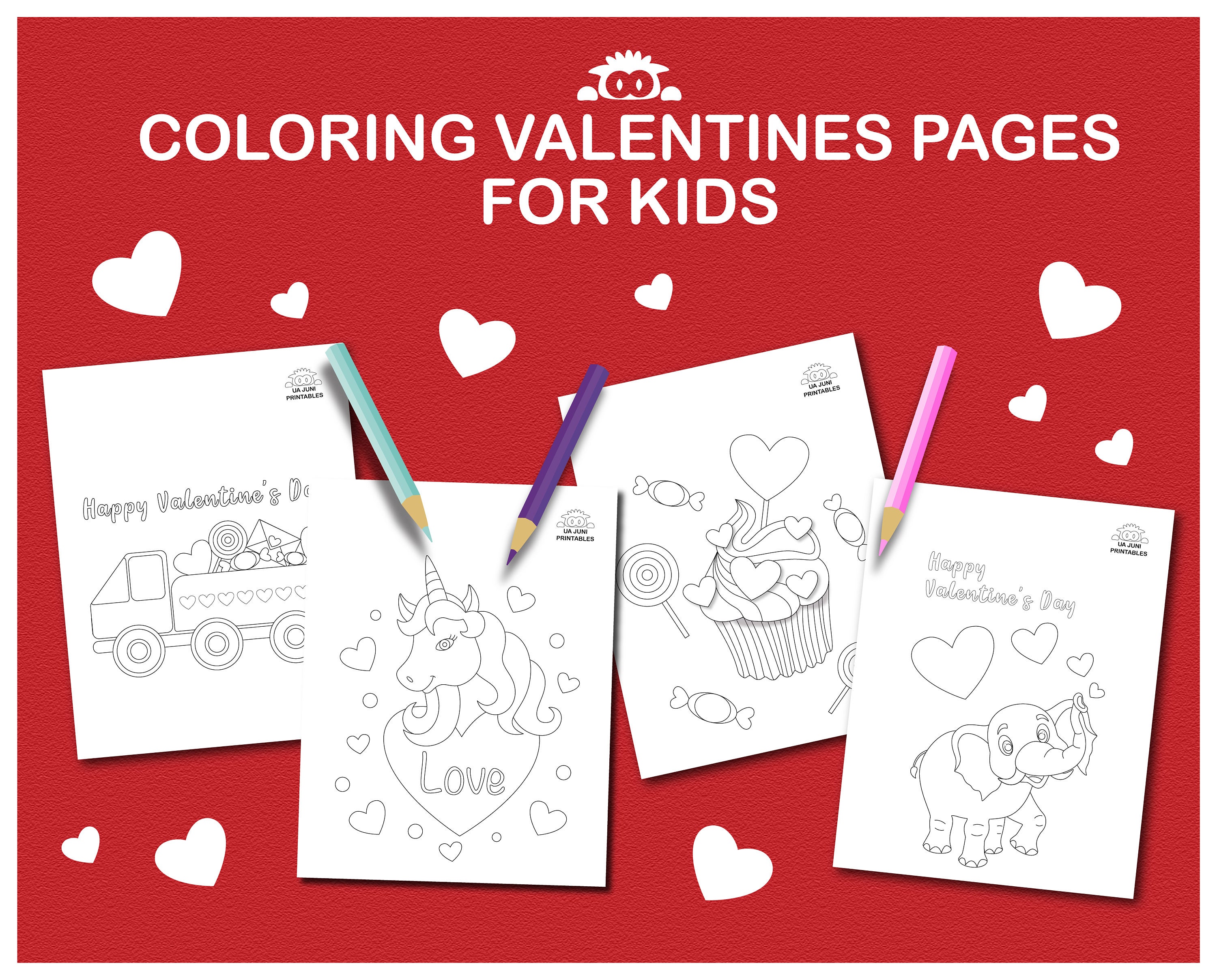 20 Valentine's Day Coloring Pages for Kids - Adorable Digital Download ...