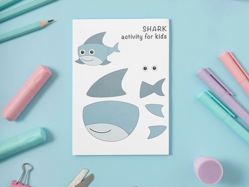 Shark Printable Craft, Indoor Preschool Activity, Kids Cut and Glue ...