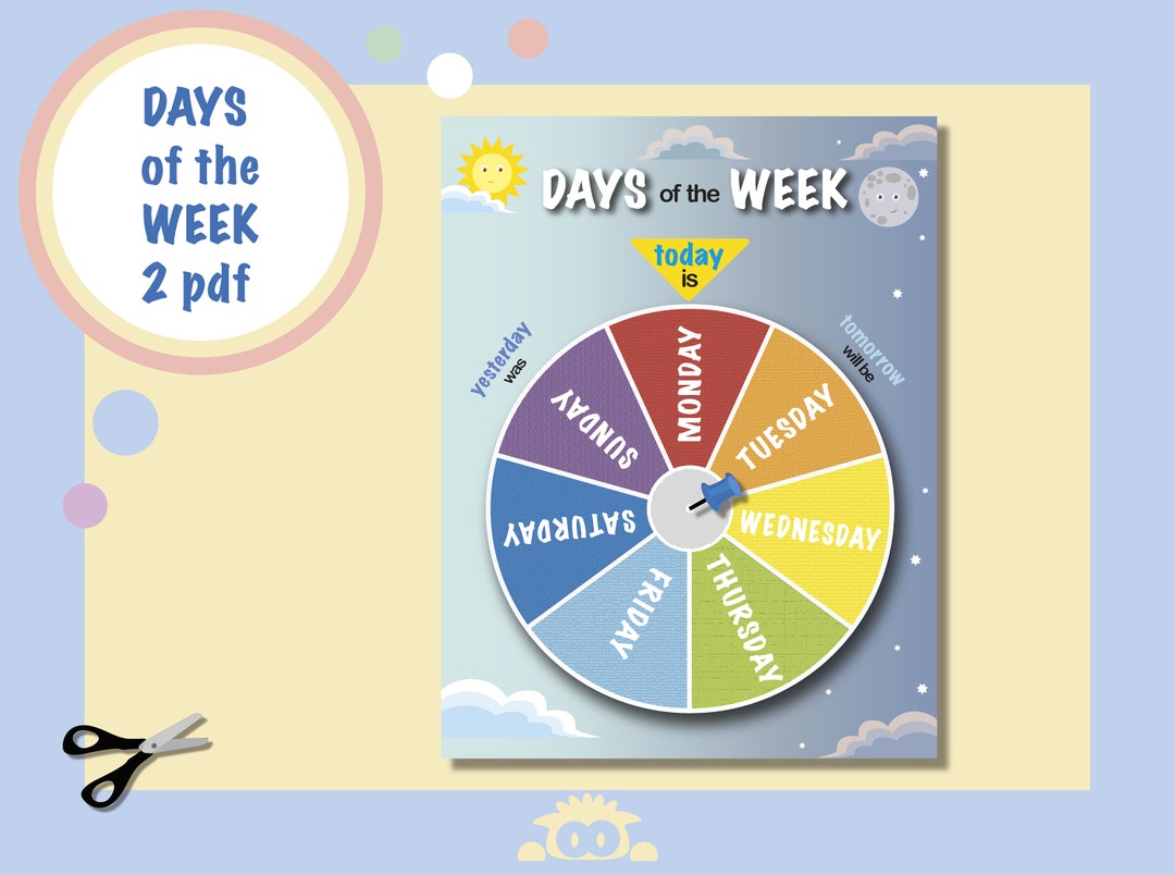 Days of the Week Printable Wheel, Calendar, Preschool, Kindergarten ...
