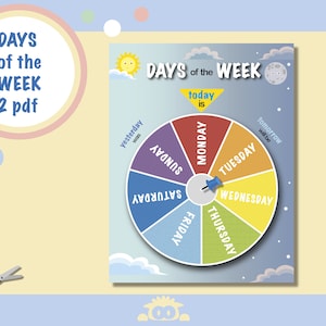 Days of the Week Printable Wheel, Calendar, Preschool, Kindergarten ...