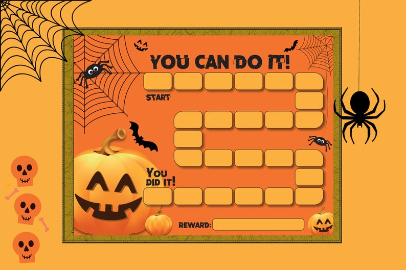 Halloween Reward Chart for Kids Printable - Daily Chore Chart - Fun ...