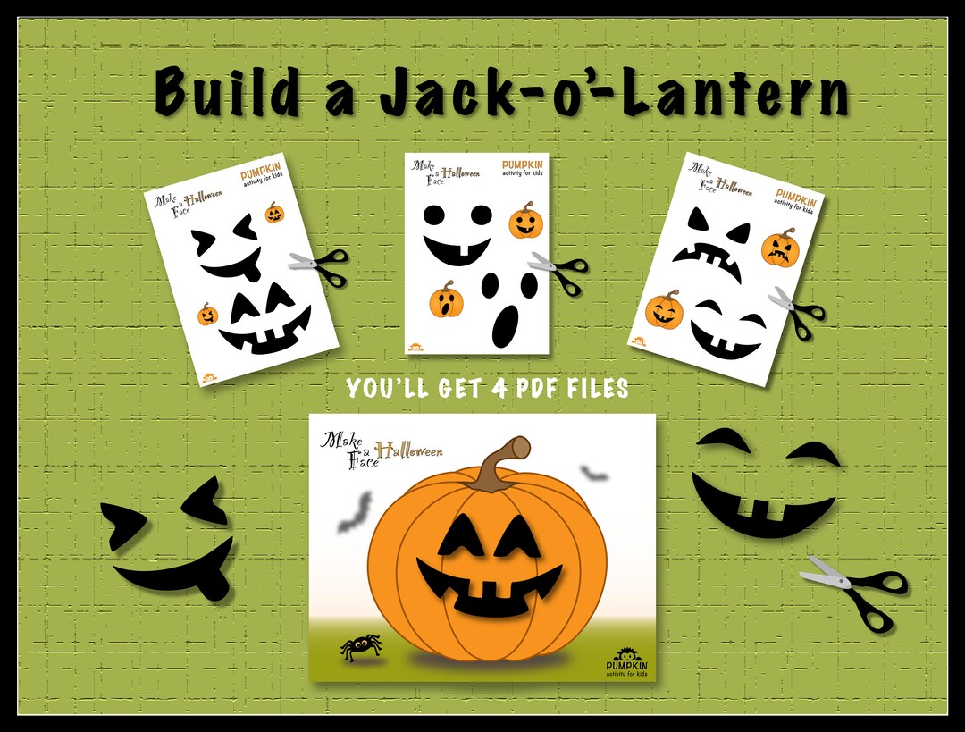 Halloween Game, Build a Jack-o-lantern Activity for Kids, Pumpkin ...
