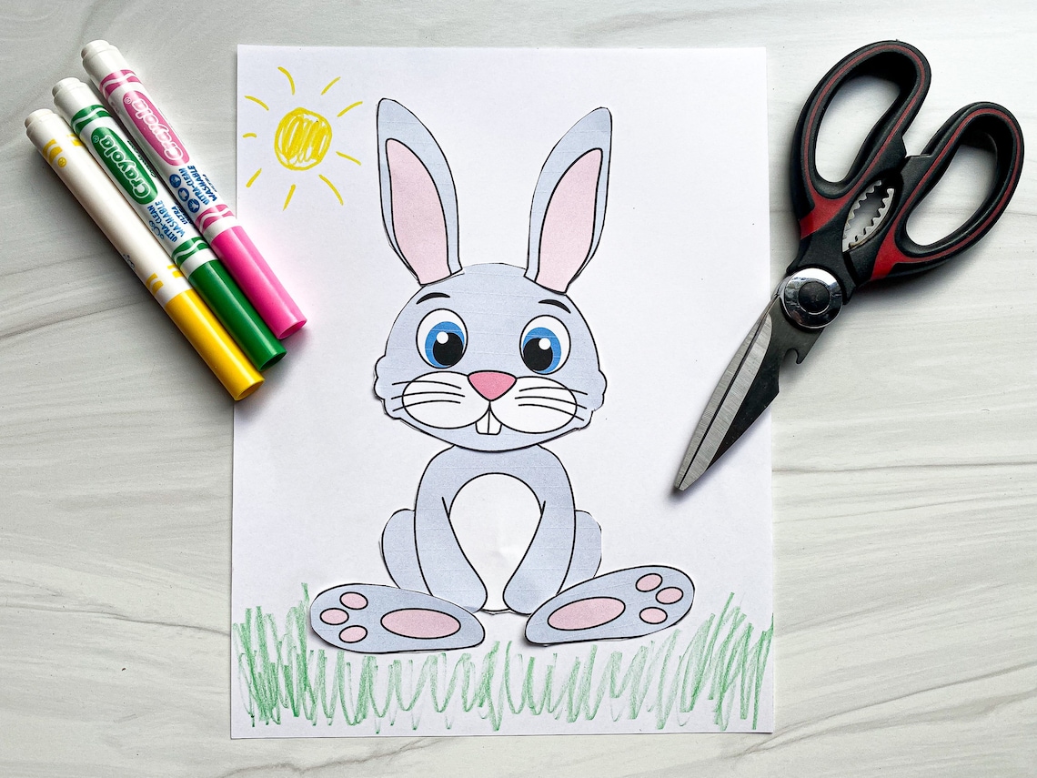 Easter Bunny Printable Craft Preschool Activity Kids Cut and - Etsy