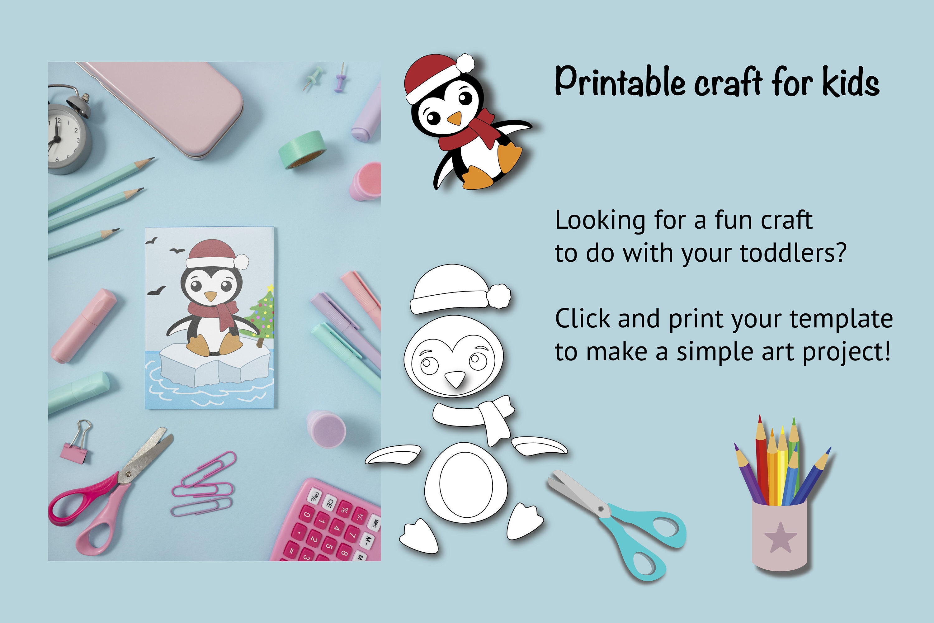 Penguin Printable Craft, Indoor Preschool Activity, Kids Cut and Glue ...