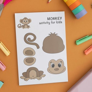 Monkey Printable Craft, Indoor Preschool Activity, Kids Cut and Glue ...