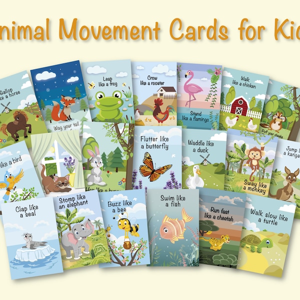 Animal Action Cards - Etsy