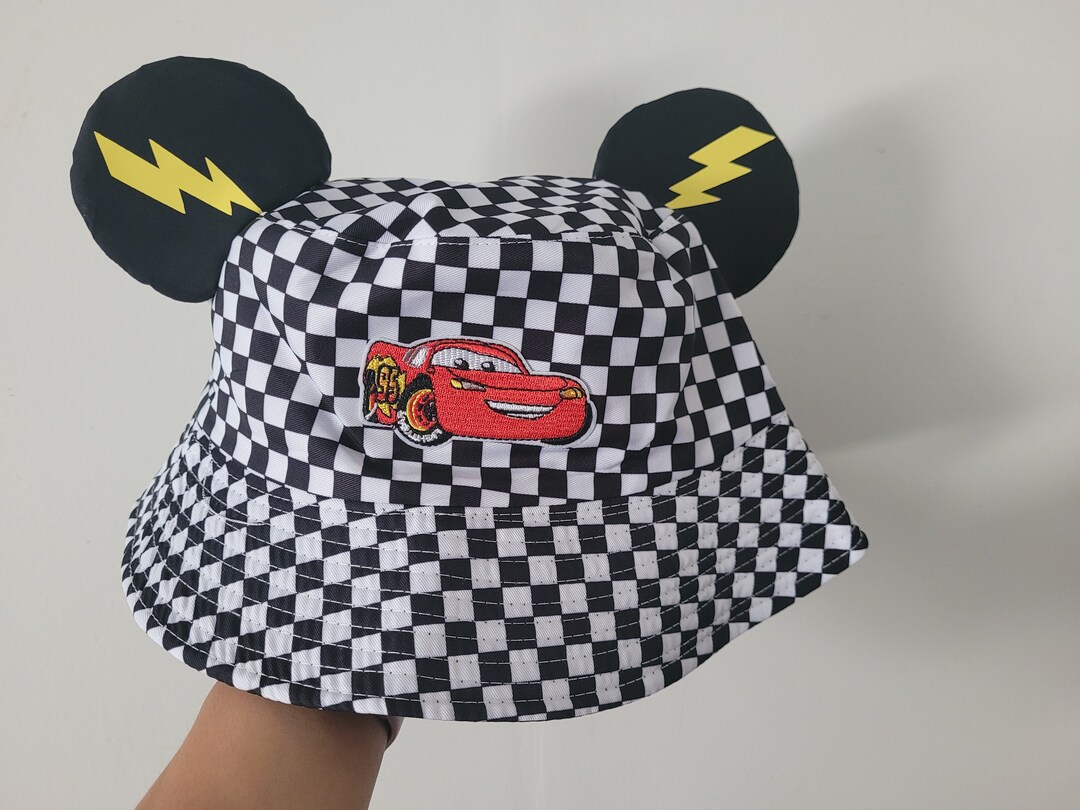 Inspierd Checkered Cars Lightning Mcqueen Hat With Ears Adult - Etsy