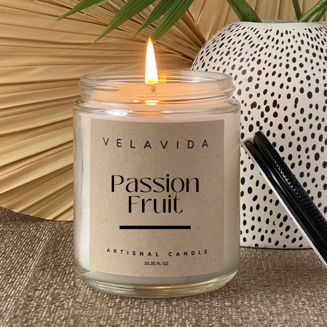 Passion Fruit Candle | Soy Blend Candle | Black Metal Lid | Glass Jar ...