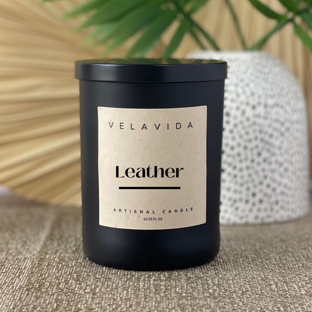 Leather Scented Candle Masculine Scented Candle Man Candle Gift for Him ...