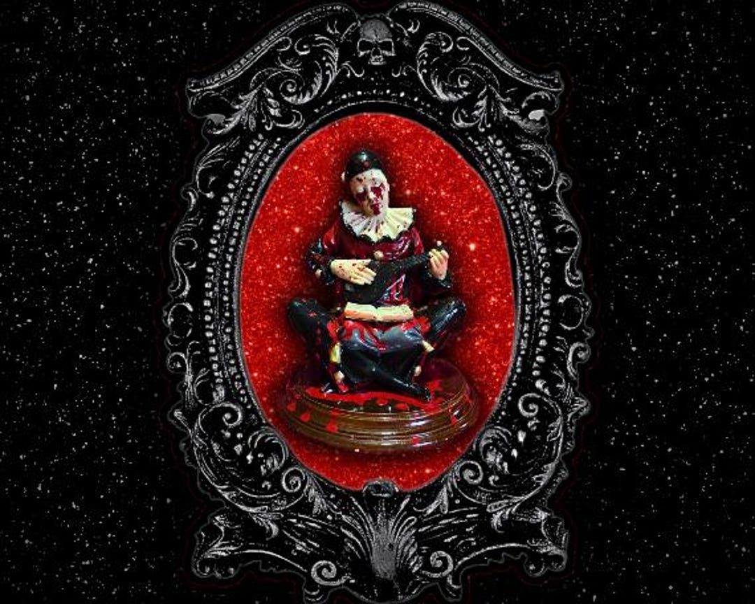 Isabel Doom - Antique Hand-painted Tearful Jester in Black With ...