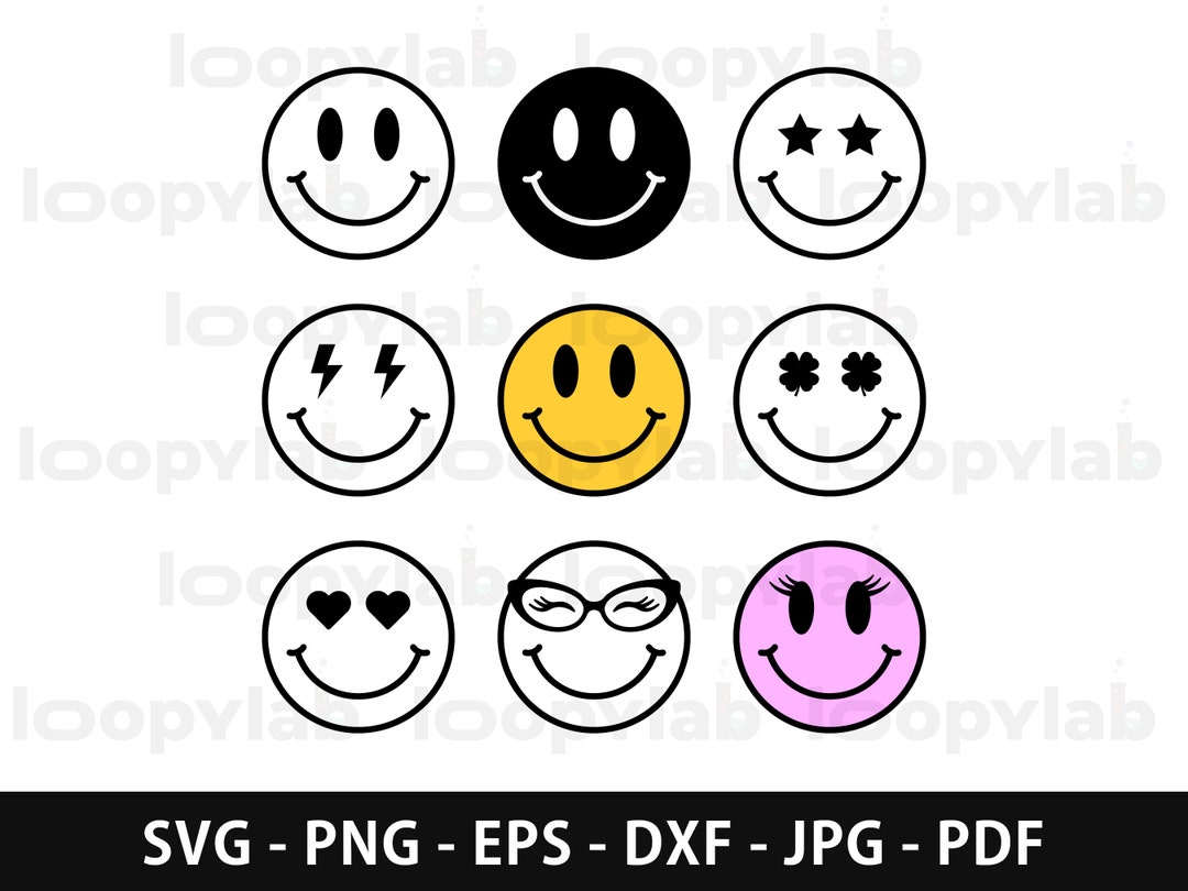 Smiley Face Svg Bundle Happy Face Smiley Face Svg Smiley - Etsy México