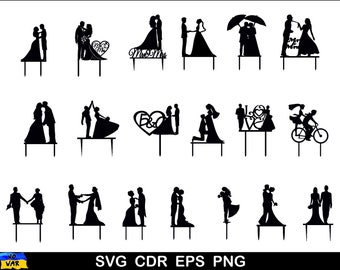 Wedding Cake Topper Bride and Groom SVG File Detailed Floral - Etsy