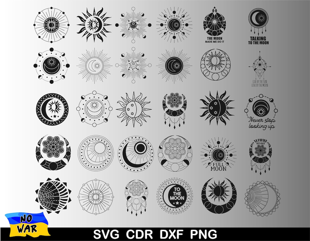 Moon Sun Stars Svg Moon Svg File Sun Svg Stars Svg Moon - Etsy Hong Kong