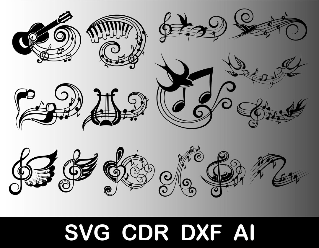 Music Notes Svg, Ornaments Musical Instruments, Music Guitar Svg - Etsy