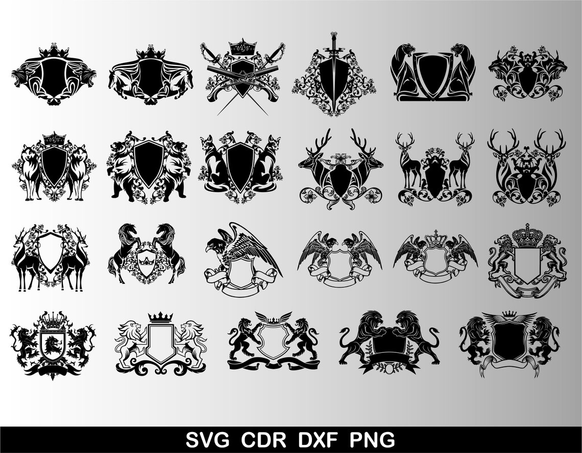 Shield Svg Bundle, Shield Logo, Shield Vector File, Coat of Arms Svg ...