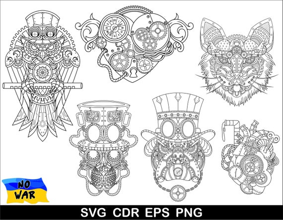 Steampunk Bundle Svg Steampunk Heart Svg Mechanical Svg - Etsy