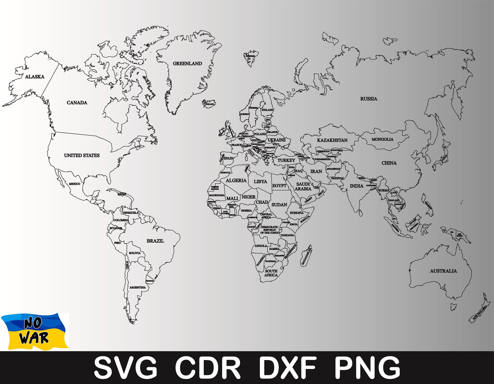 Mapa del mundo Svg Mapa del mundo Svg Clipart Silhouette - Etsy España