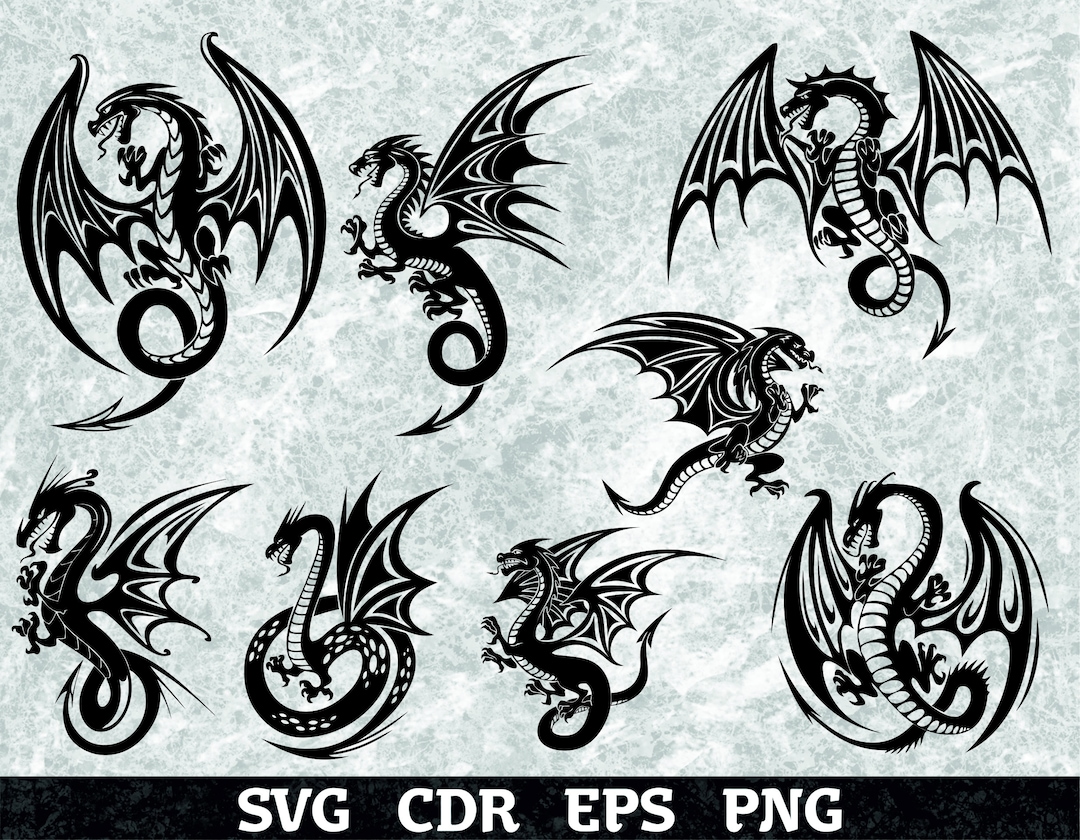 Dragon Bundle Svg, Dragon Svg File, Tatto Dragon, Dragons Cricut ...