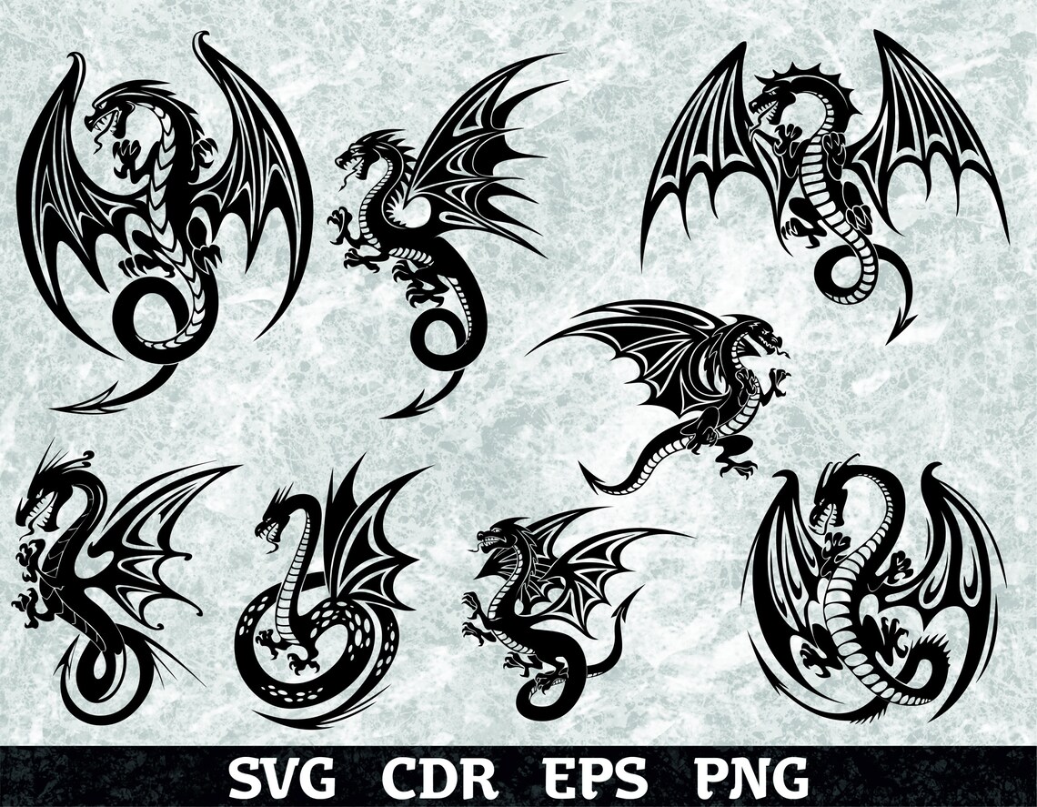 Dragon Bundle Svg Dragon Svg File Tatto Dragon Dragons - Etsy
