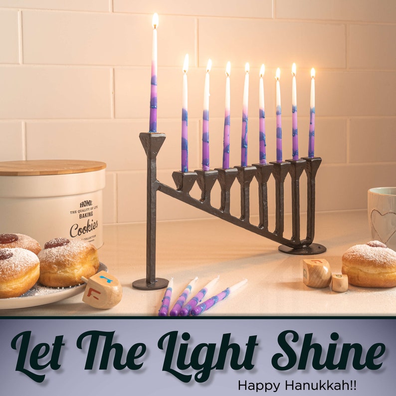 9 Candle Handmade Iron Chanukah Menorah 2 Bases Design by Stur-de ...